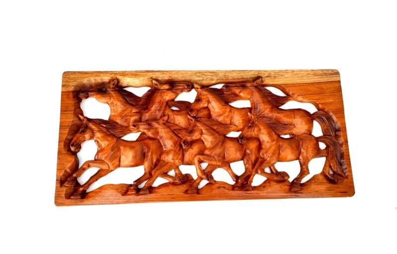 Wood Carving Horse, Hand Carved Wild Horses, Horse Lover, Natural ...