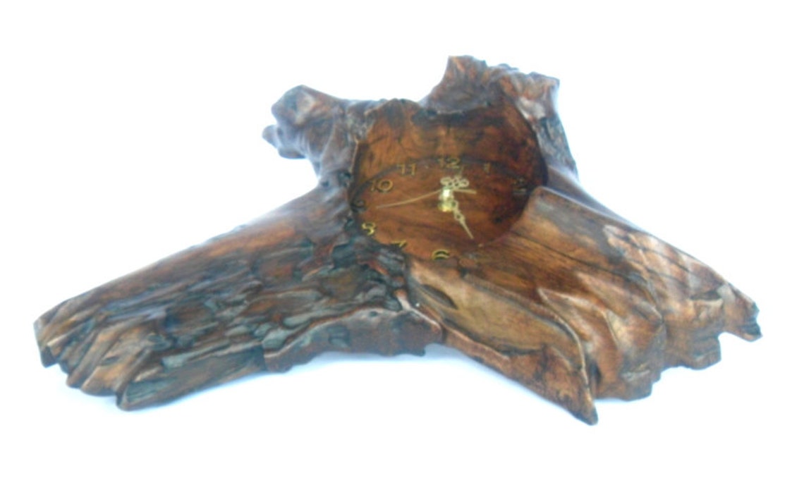 Natural Wood Clock Live Edge Reclaimed Driftwood Rustic Teak Wood ...