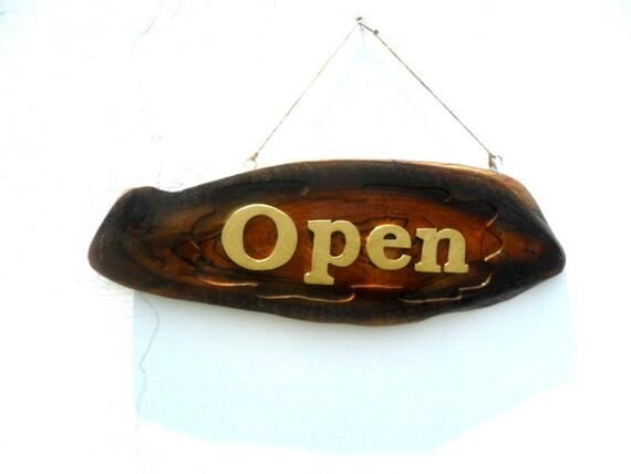 Wood Carving Sign "open Closed" Rustic Reclaimed Wood Handmade Wooden ...