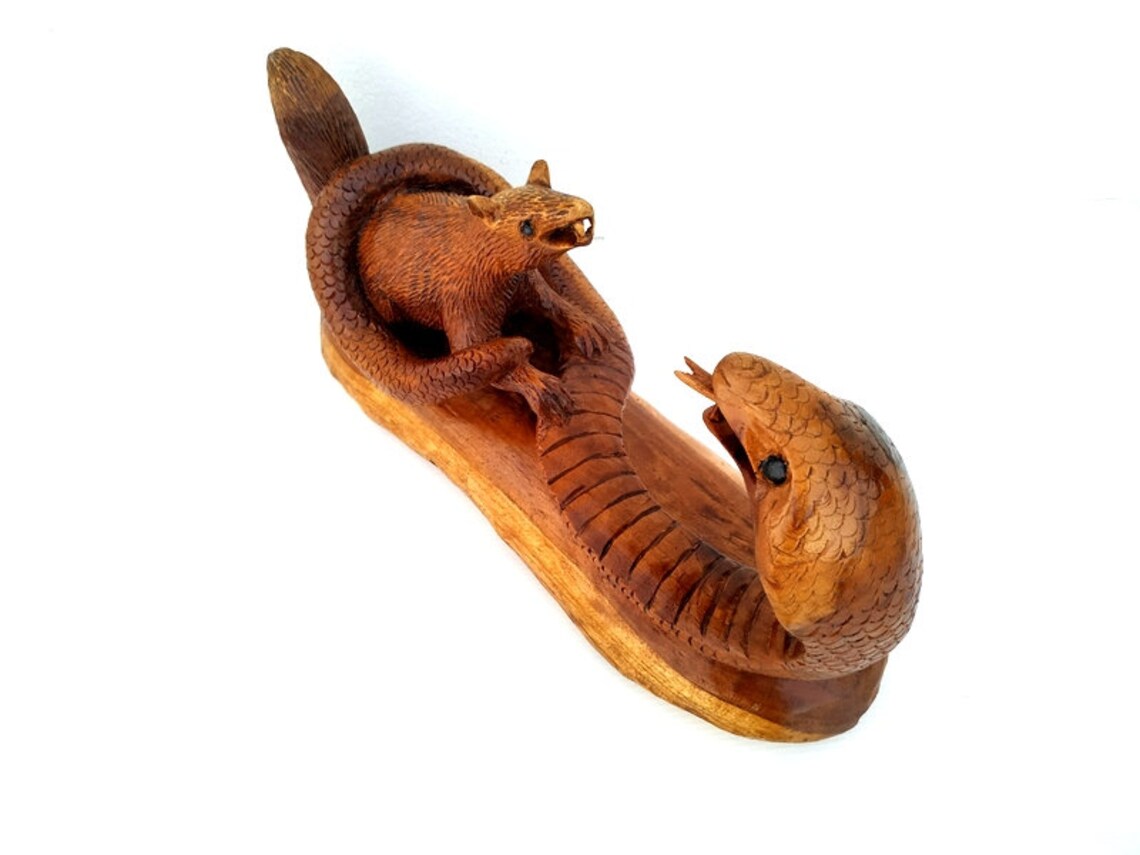 Wooden Cobra Statue Snake Figurine Animal Art Cobra Snake - Etsy