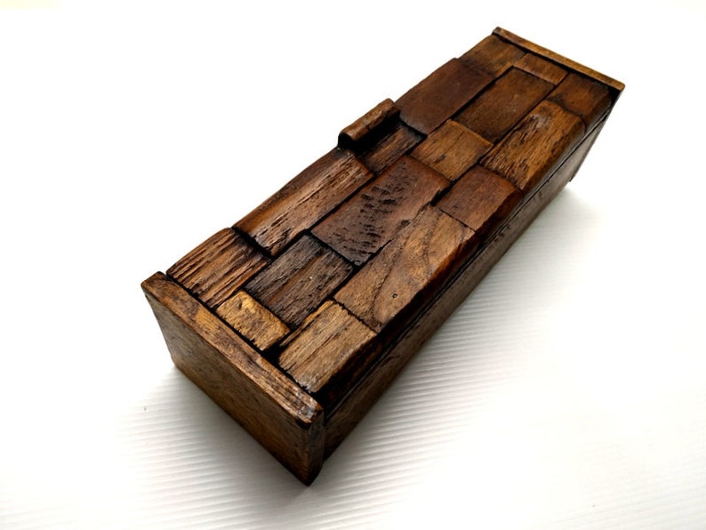 Natural Wood Box Rustic Box Driftwood Reclaimed Wooden Mosaic Box Teak ...