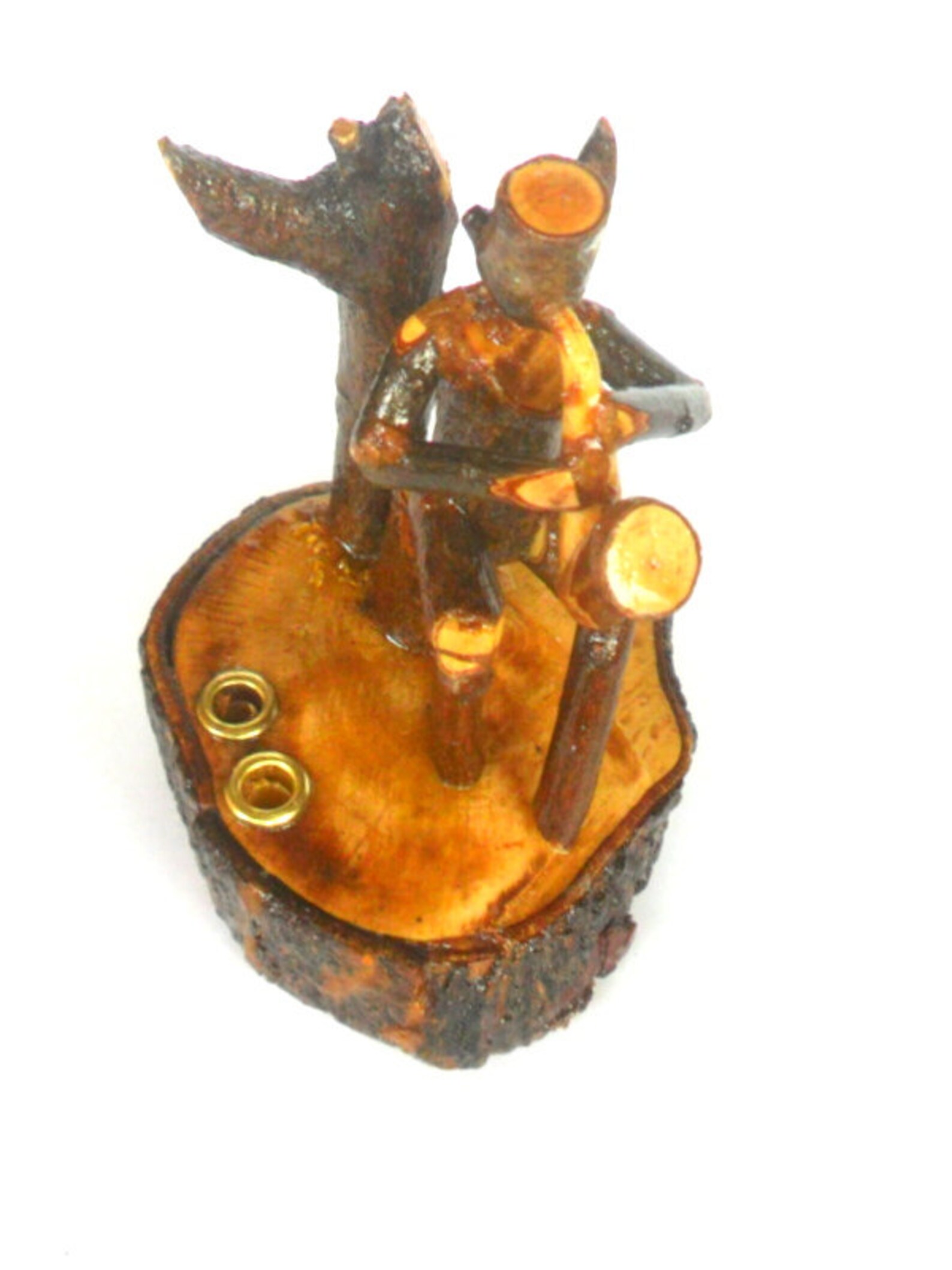 Natural Wood Carving Sculpture Saxophone Player Handmade Feclaimed Wood ...