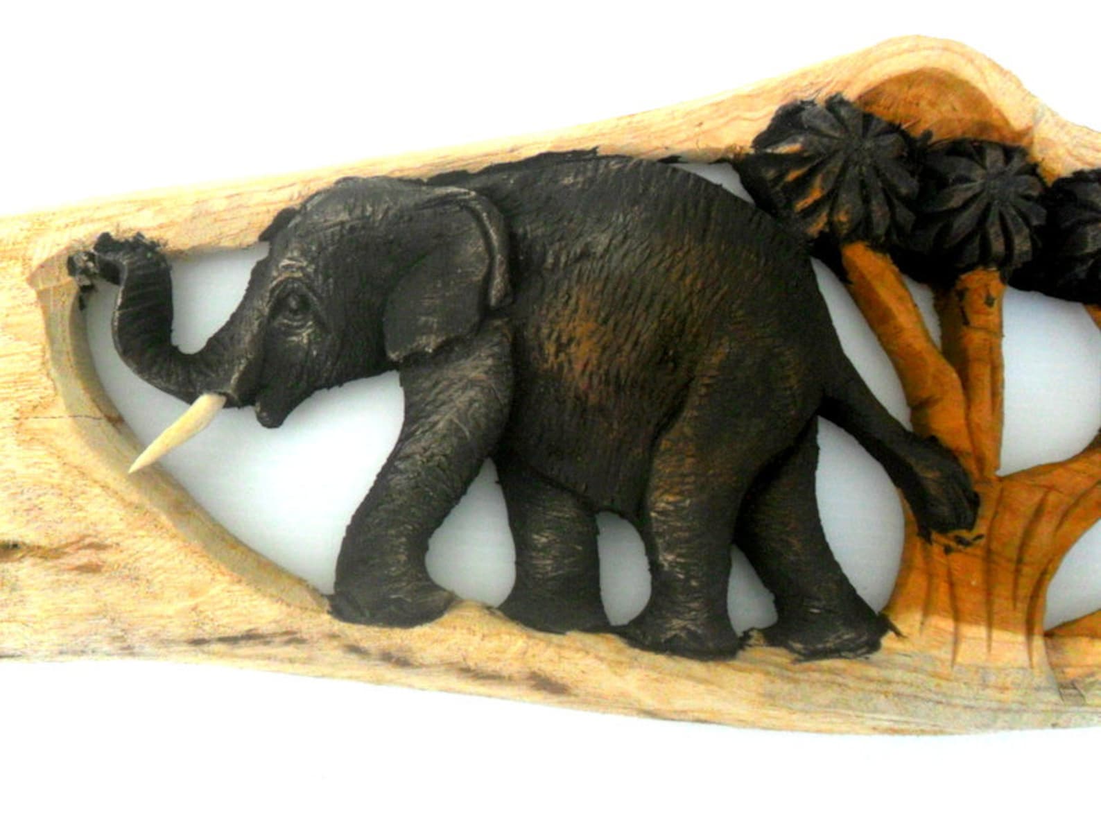 Hand Carved Elephant Wood Carving Elephant Natural Teak Wood Elephant ...