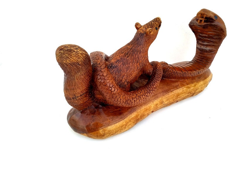 Wooden Cobra Statue Snake Figurine Animal Art Cobra Snake - Etsy