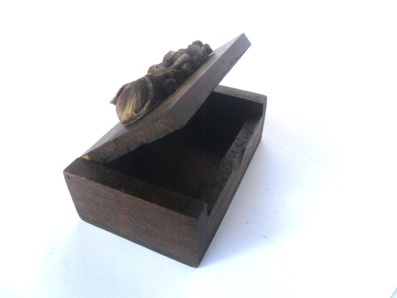 Two Teak Wood Rustic Box Boxes With Elephants Reclaimed Handmade Wooden ...