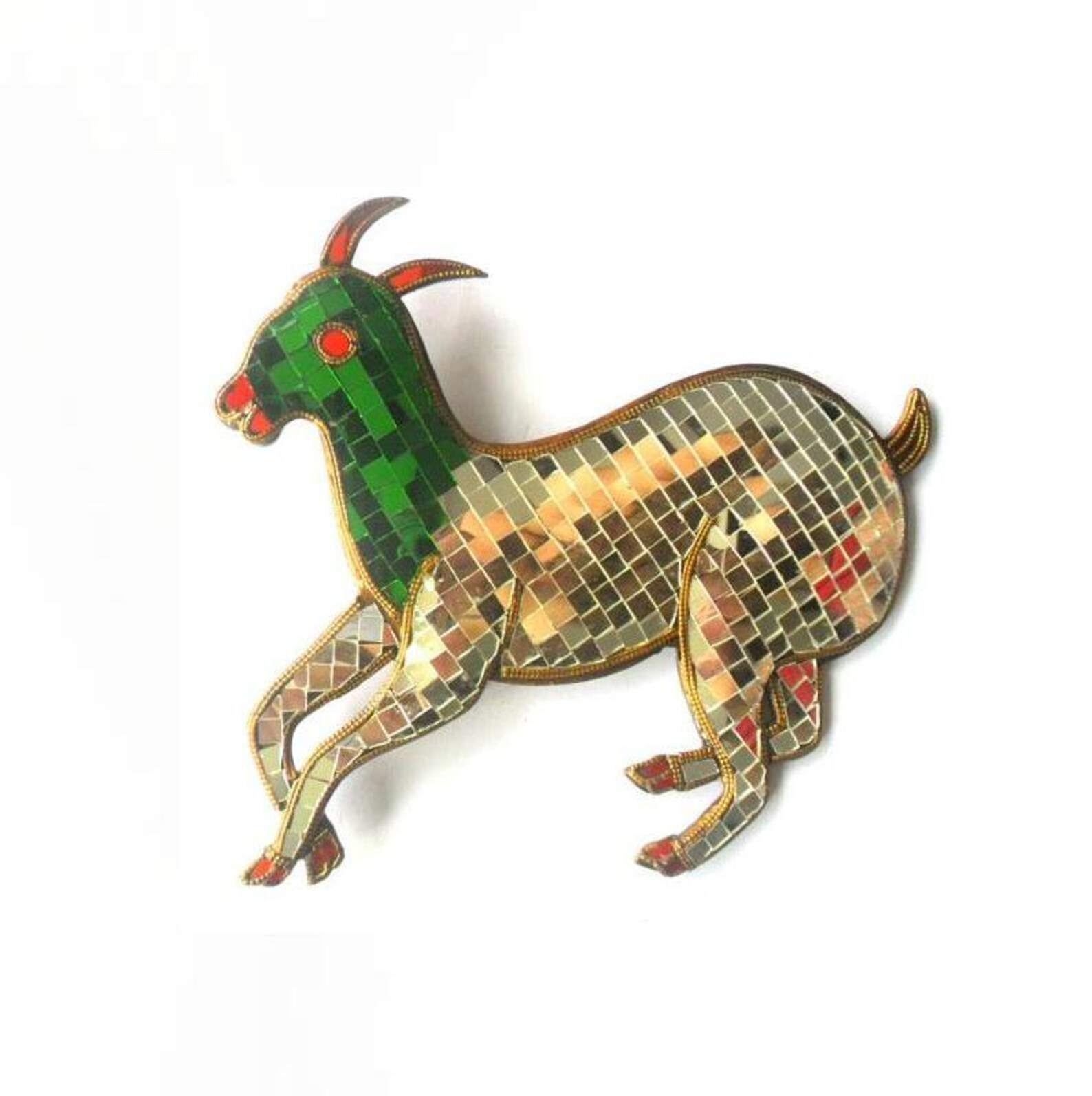 Mosaic Goat Glass Capricorn Art Multicolor Handmade Mirror Mosaics Art ...