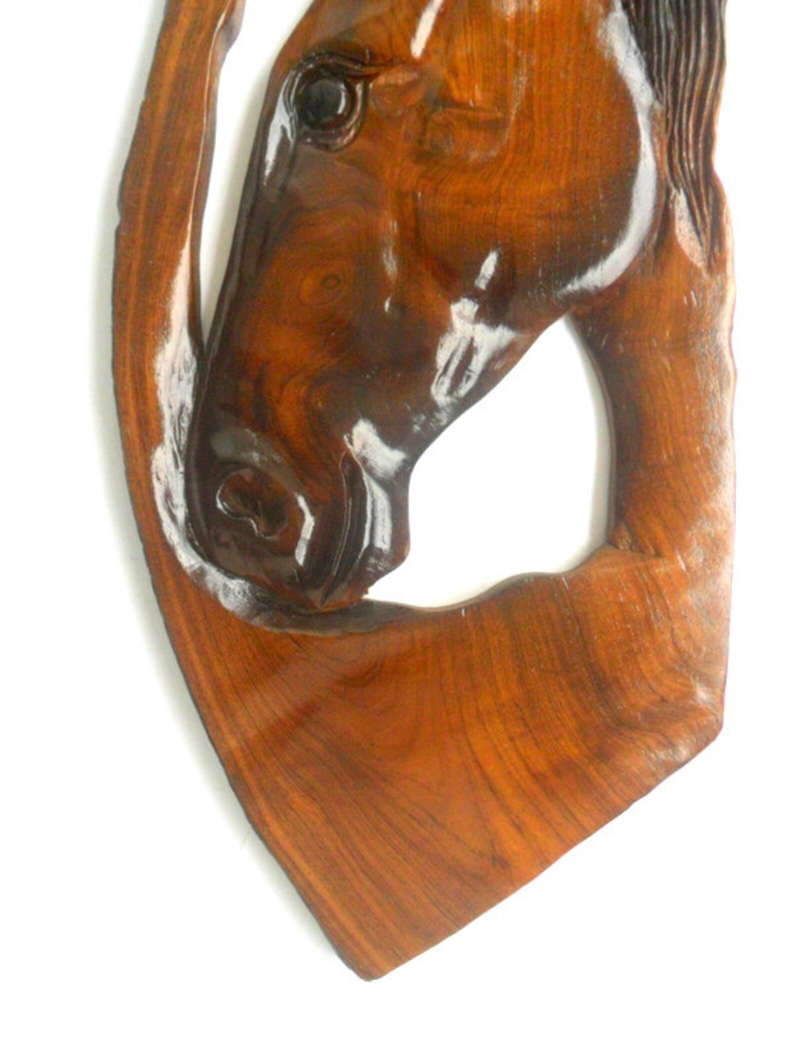 Wood Carving Horse Head Hand Carved Natural Old Teak Wood Art Home ...