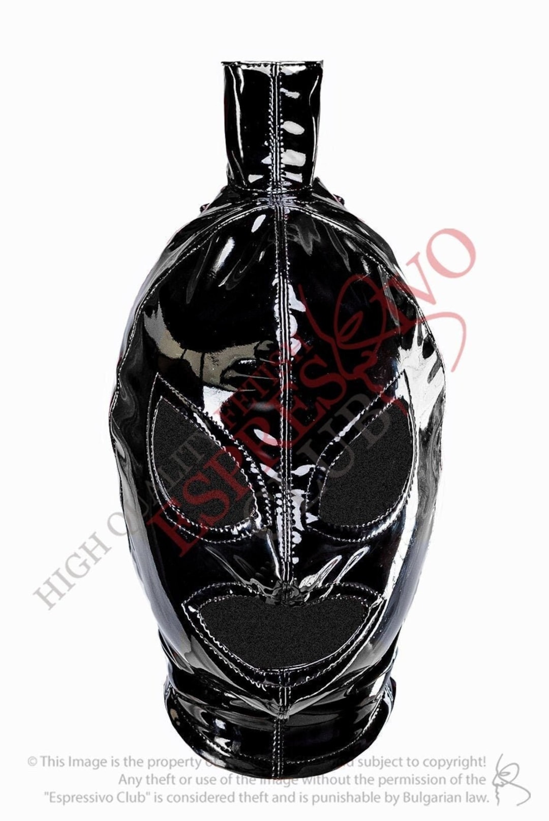 Shiny PVC Vinyl Bdsm Mask, Ponytail Leather Hood, Bondage BDSM Hood ...