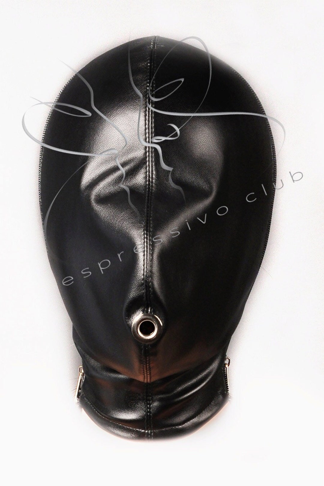 Breath Control Bdsm Hood, Sensory Deprivation Bdsm Mask Leather Lined ...