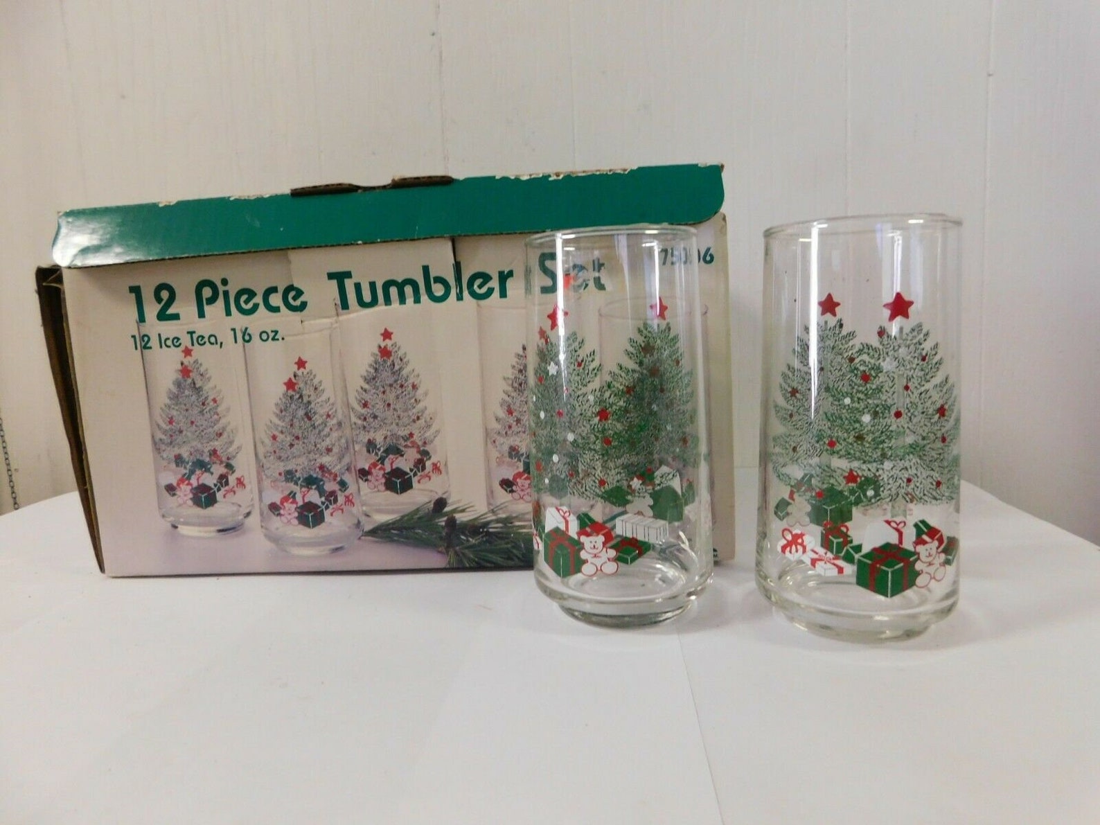 Vtg Crisa Glass Christmas Tree Iced Tea Tumblers Glasses 16 Oz - Etsy