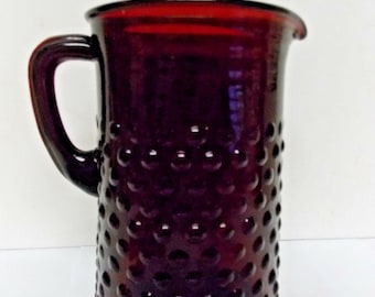 Ruby Hobnail Pitcher | Etsy