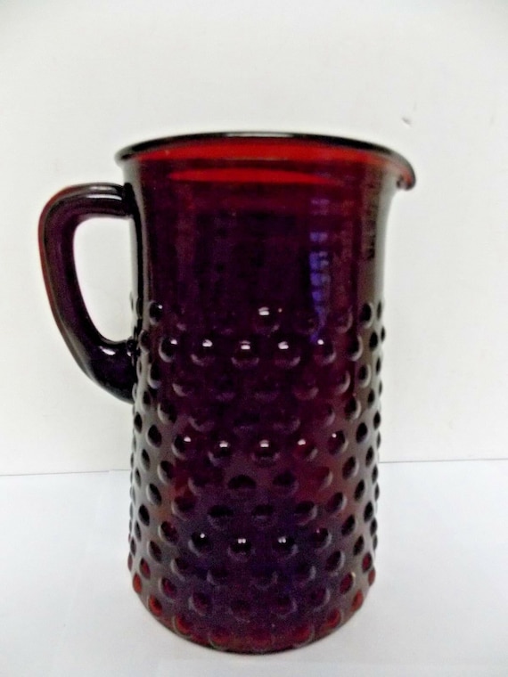 Anchor Hocking Ruby Hobnail 60 Oz Lipped Pitcher - Etsy
