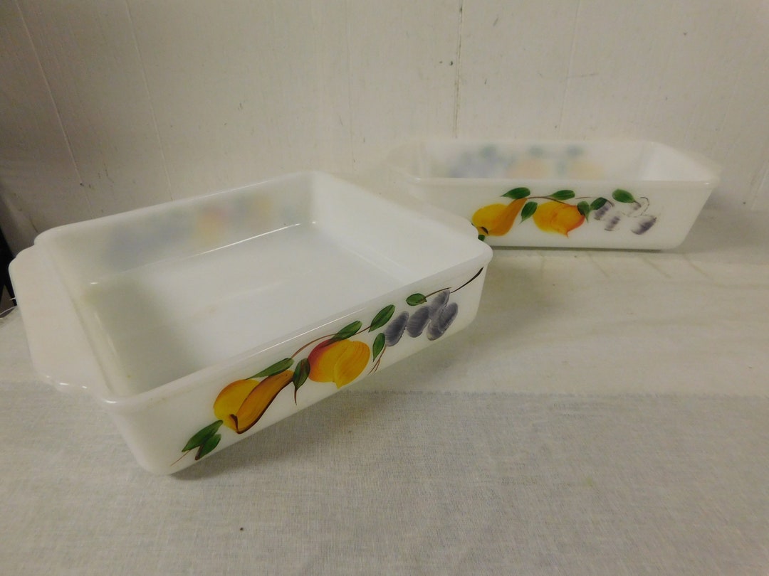Fire King Fruit Design Gay Fad Square Baker & Bread Baker Set USA - Etsy