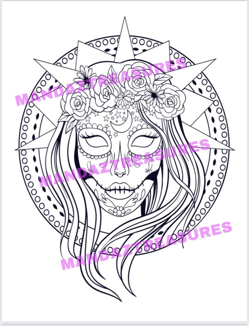 100 Sugar Skull Printable Coloring Pages. Enjoy Coloring These Sugar ...