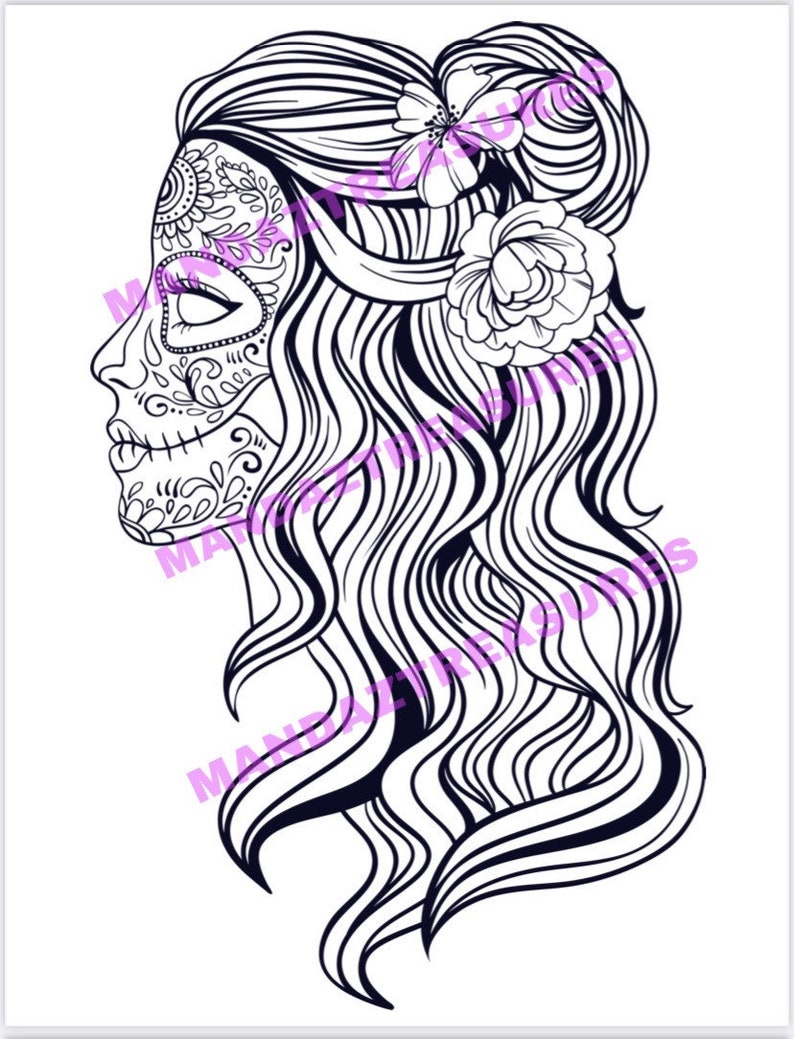 100 Sugar Skull Printable Coloring Pages. Enjoy Coloring These Sugar ...
