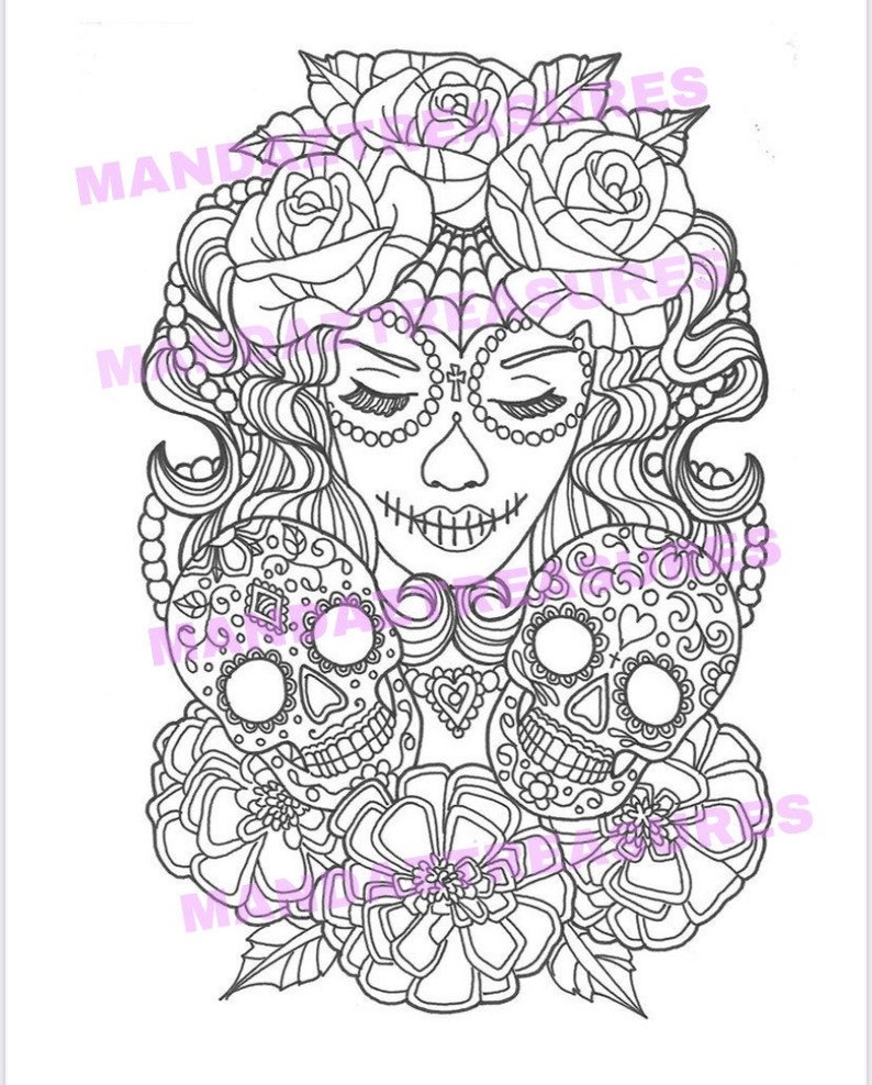100 Sugar Skull Printable Coloring Pages. Enjoy Coloring These Sugar ...