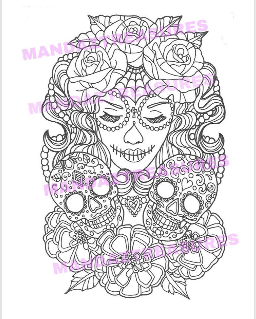 100 Sugar Skull Printable Coloring Pages. Enjoy Coloring These Sugar ...