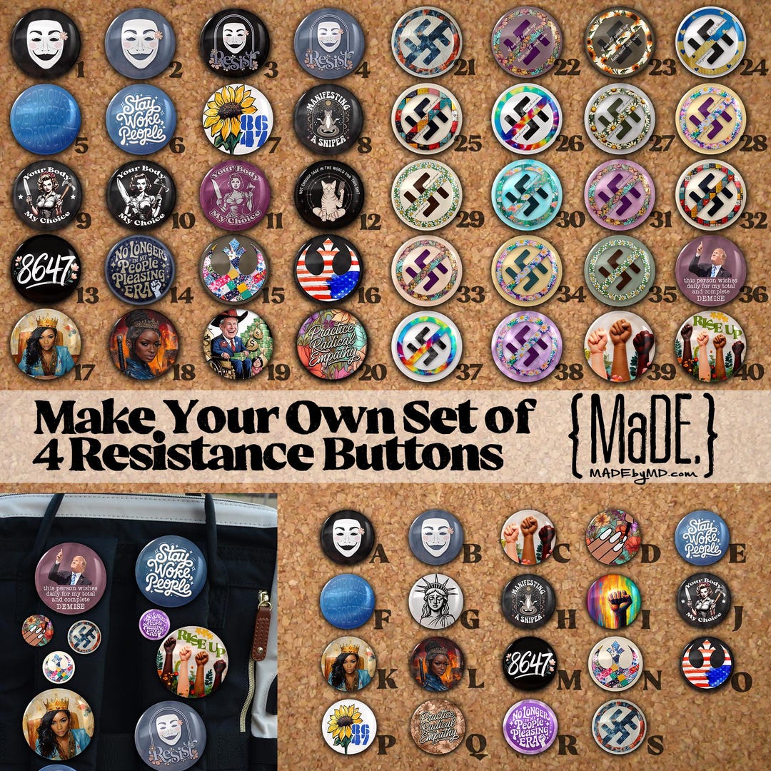 Build Your Own Custom Set of 4 Resistance Button Pins! Your Choice of 2 ...