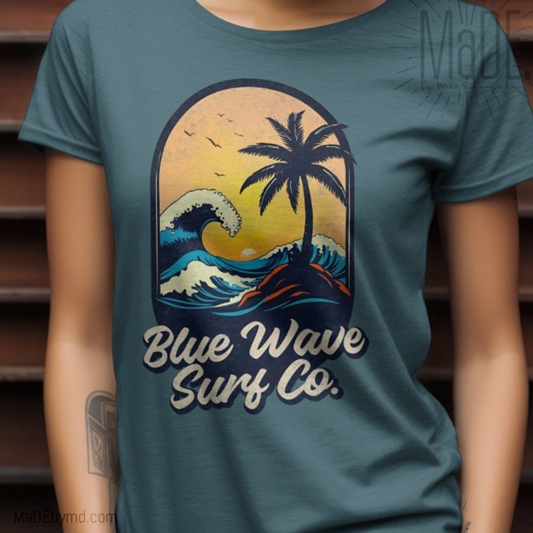 Blue Wave Surf Co Original Block Print Tshirt Subtle Democratic Support ...