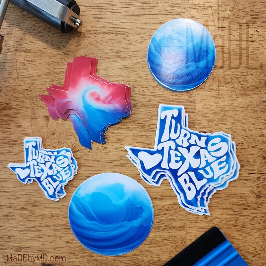 Turn Texas Blue Decals Blue Dot Blue Wave Decal Permanent Printed and ...