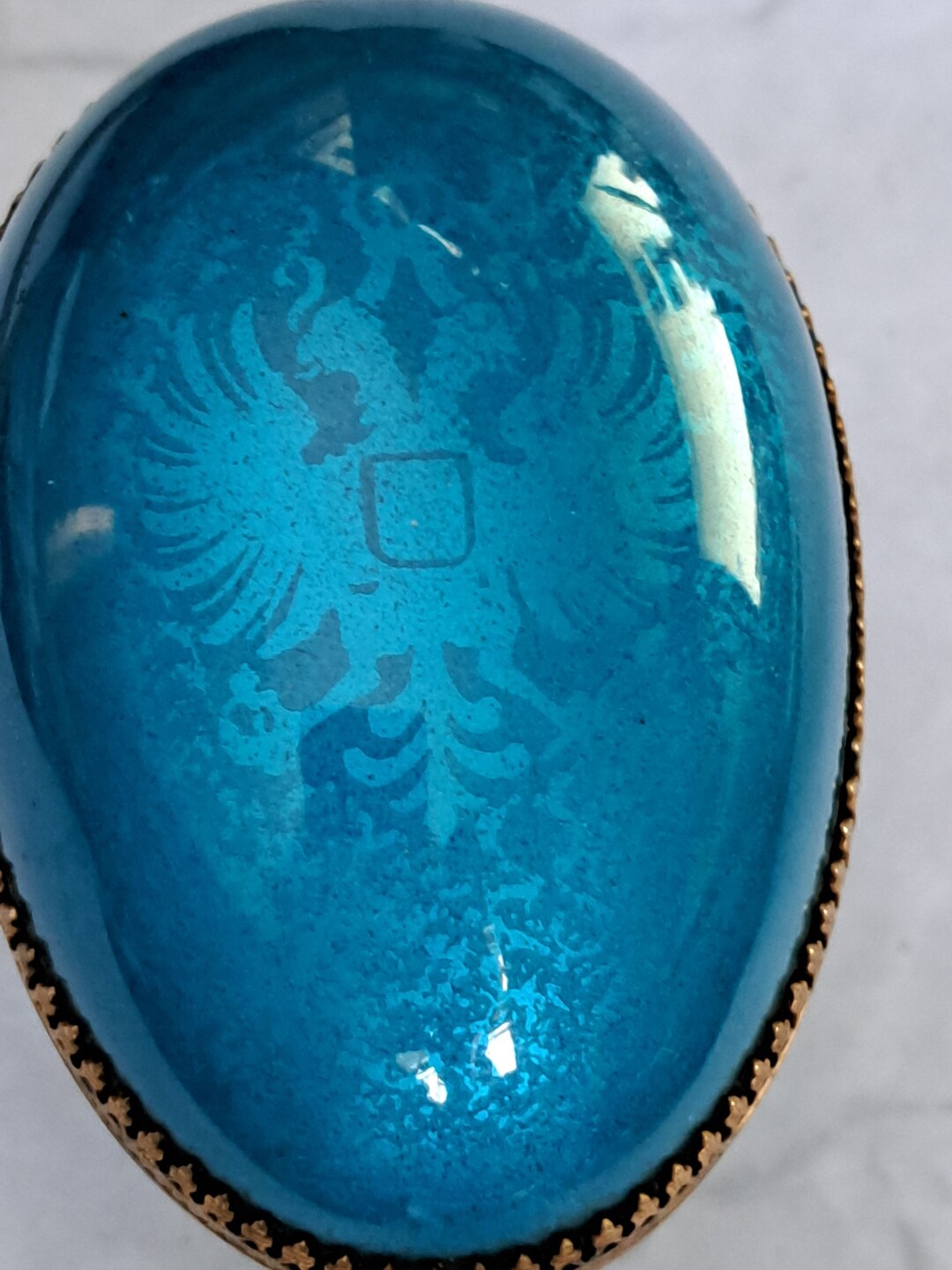 Beautiful Evans Blue Oval Lighter With Double Headed Russian Bird ...