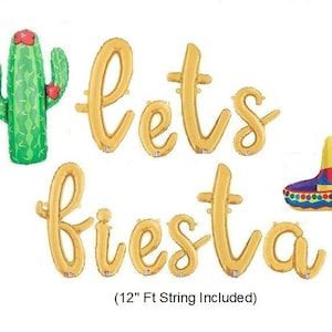 FINAL FIESTA Balloons Cursive Gold Foil Balloons Script - Etsy