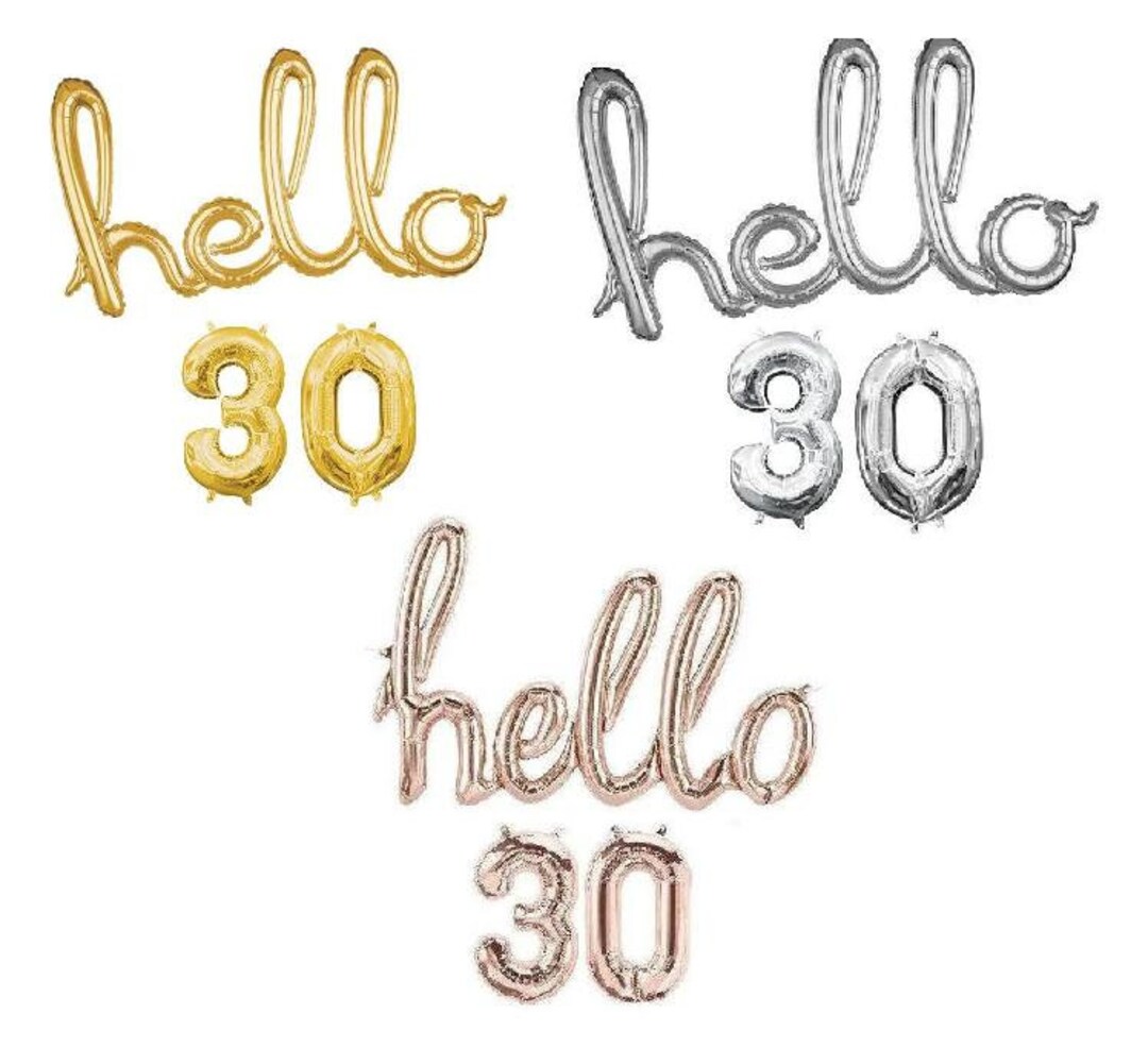 Hello 30th Birthday Balloons: Rose Gold Party Banner - Etsy