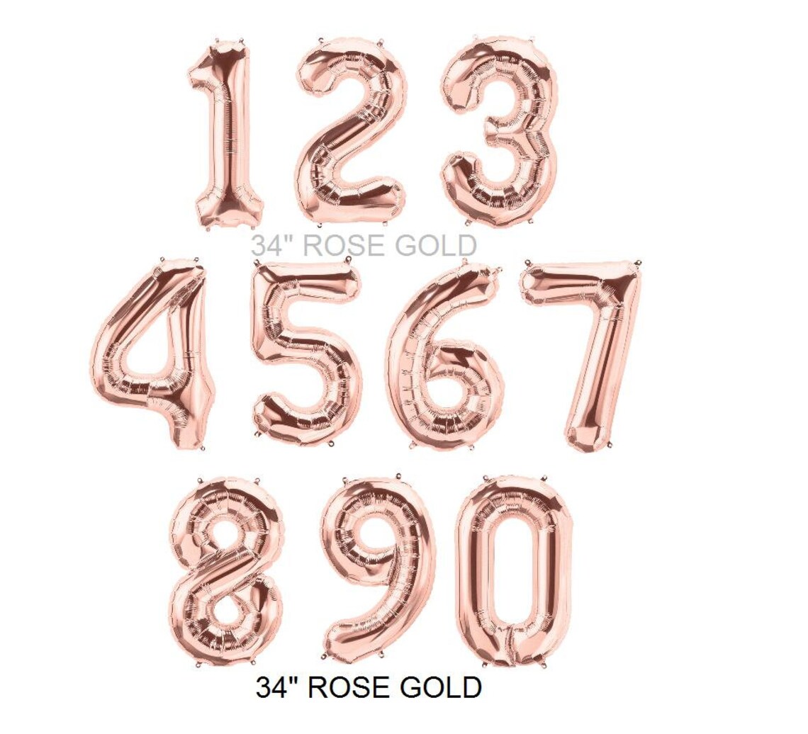 Giant 34" Rose Gold Number Mylar Foil Balloon Birthday Party "same Day ...