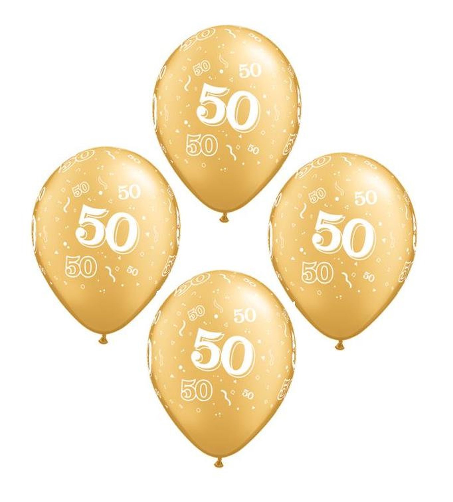 50th Birthday Gold Balloons, Set of 10 Gold Latex Balloons, 11 ...