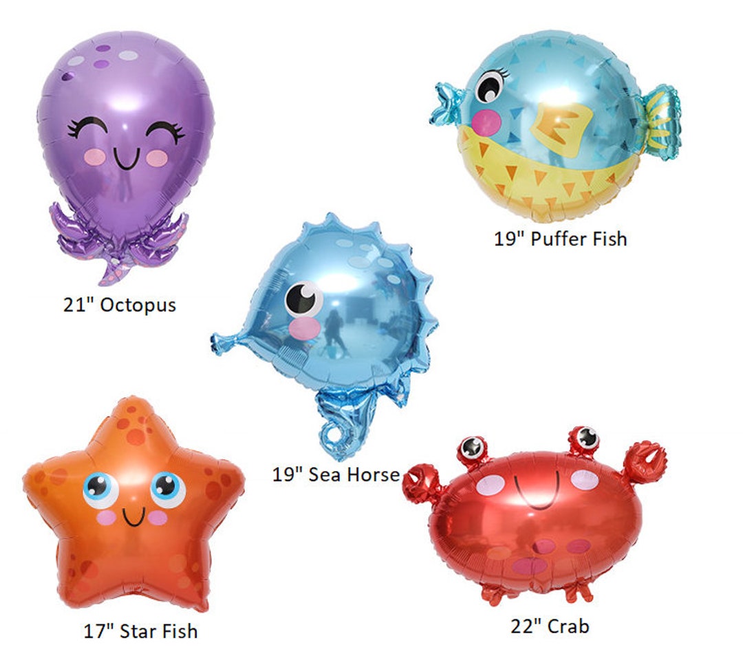 Sea Balloons Octopus-seahorse- Puffer Fish-crab-starfish Foil Balloons ...
