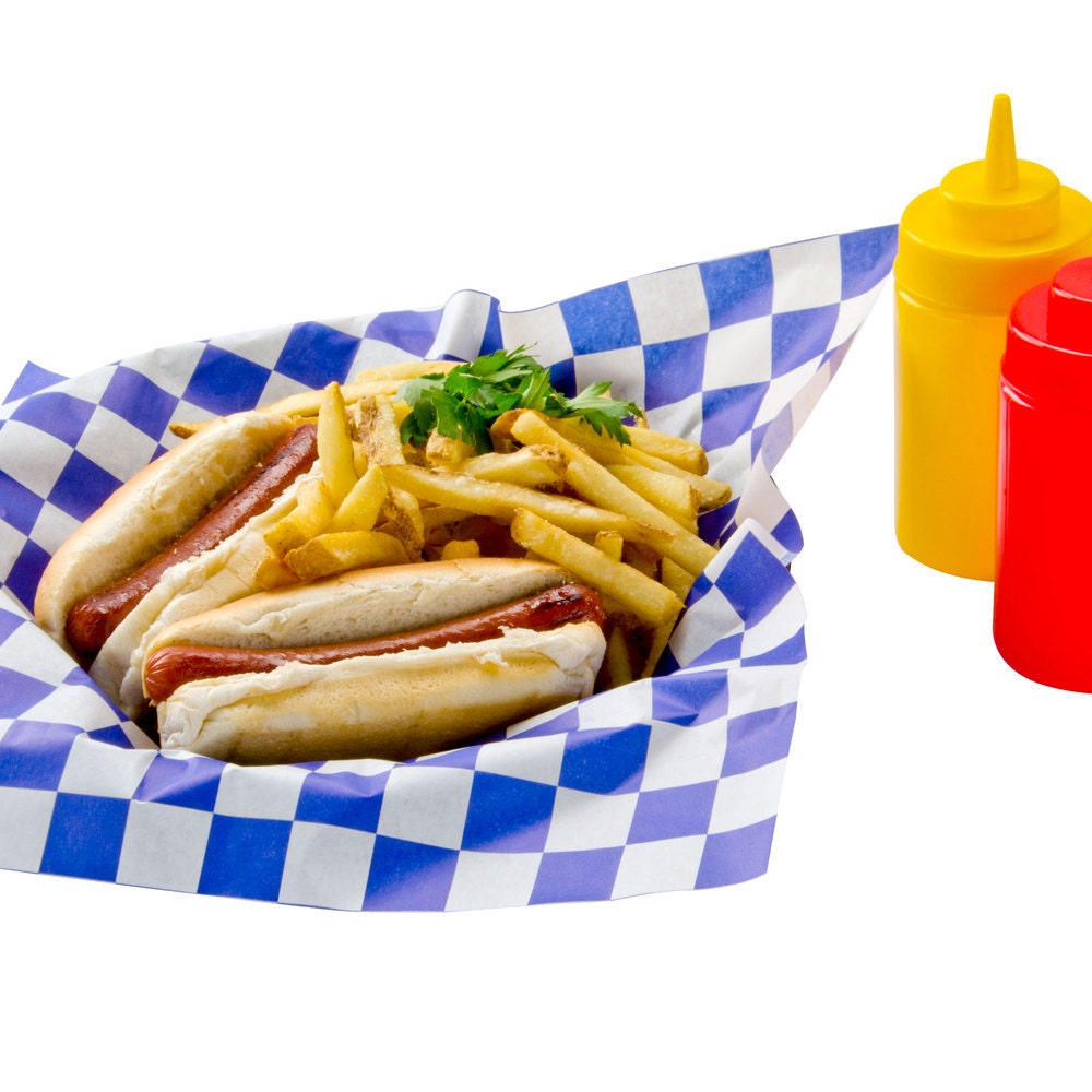 50 Sheets Blue and White Checkered Deli Wrap Paper - Etsy