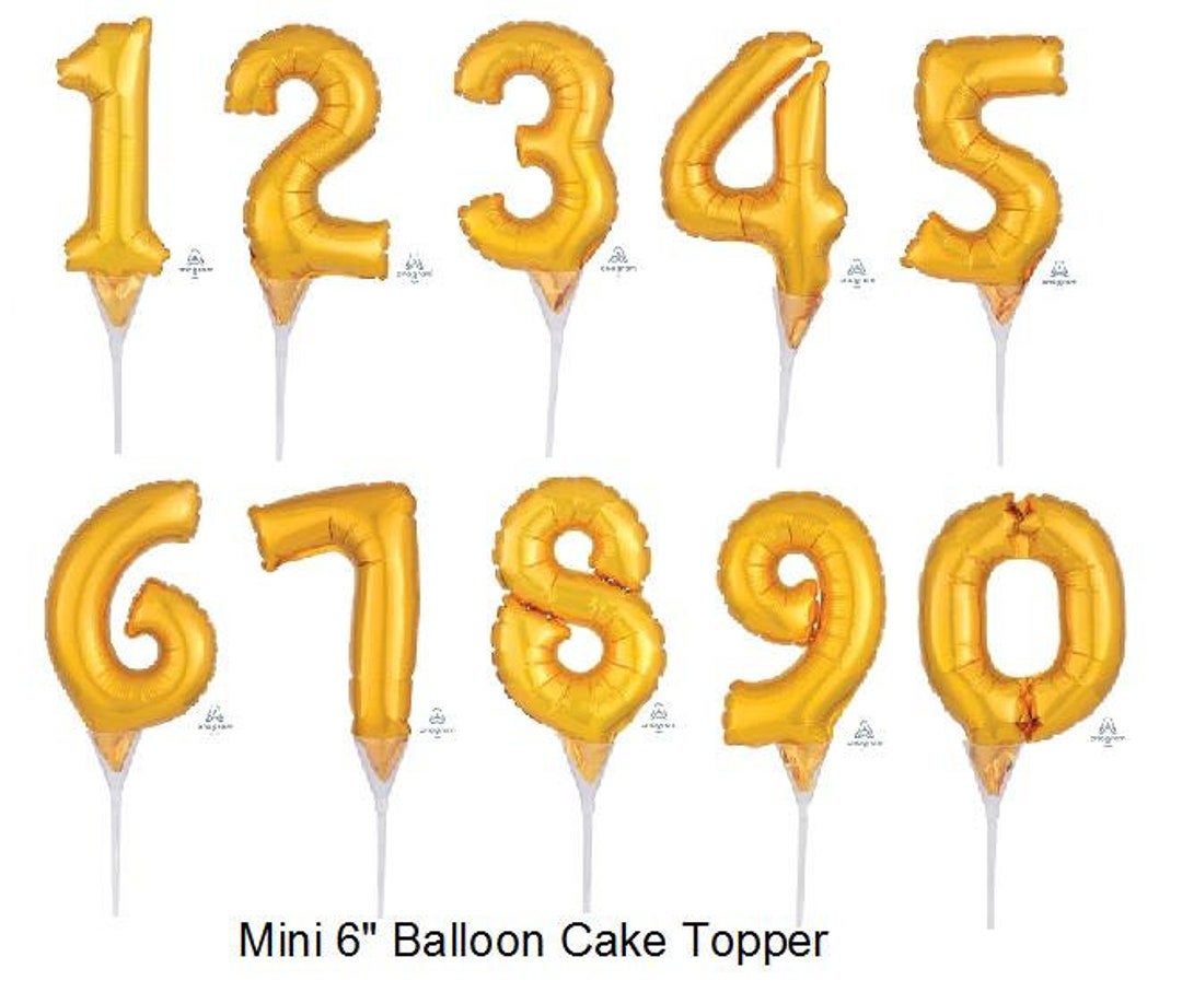 Gold Number Balloon Cake Topper: 1st Birthday Party (6" Air-fill) - Etsy