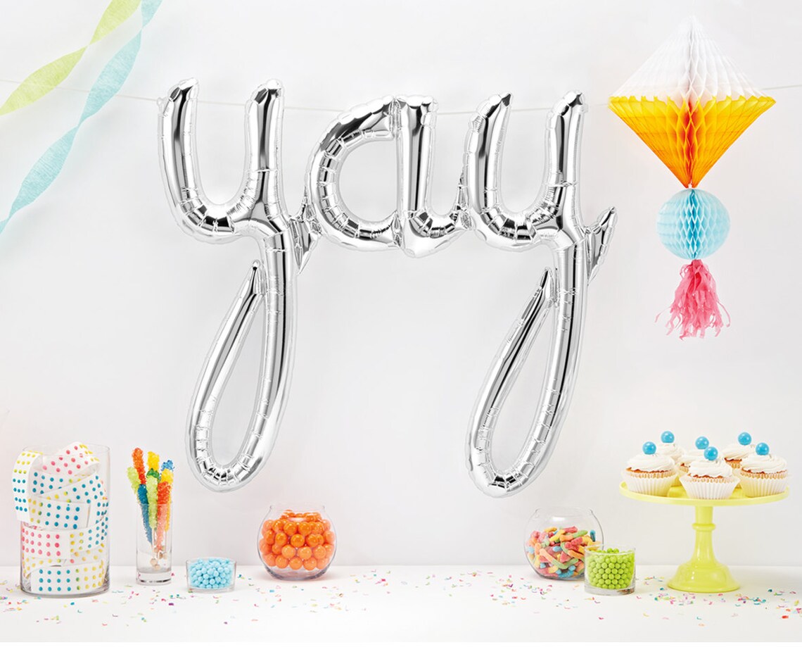 YAY Script Foil Balloon 33 Silver or Gold Script Balloon - Etsy