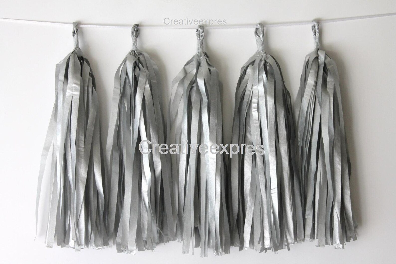 Tissue Paper Tassel Garlands 5 Silver Tassel Garlands DIY KIT | Etsy