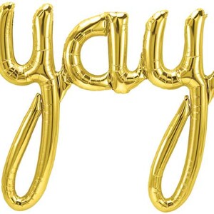 YAY Script Foil Balloon 33" Silver or Gold Script Balloon YAY Banner ...