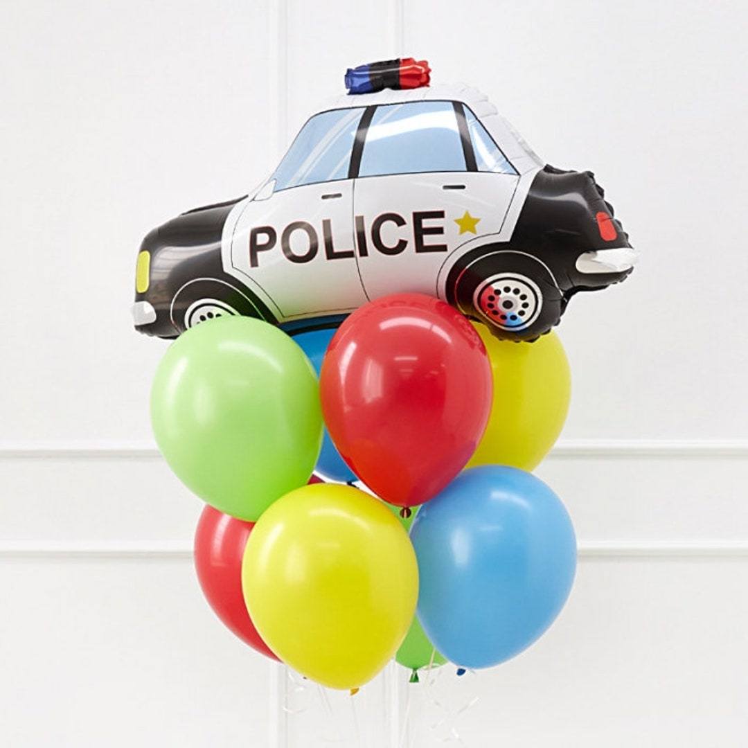 Police Car Balloons, Balloon Bouquet, Kids Birthday, Party Decoration ...