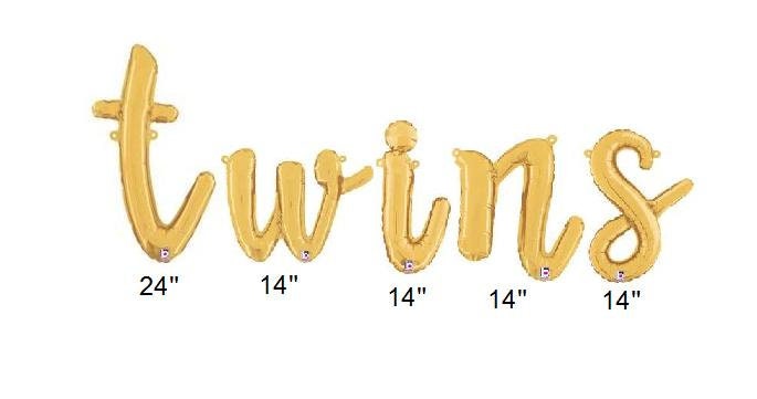 TWINS Cursive Gold Foil Balloons Script Banner Foil Balloons | Etsy