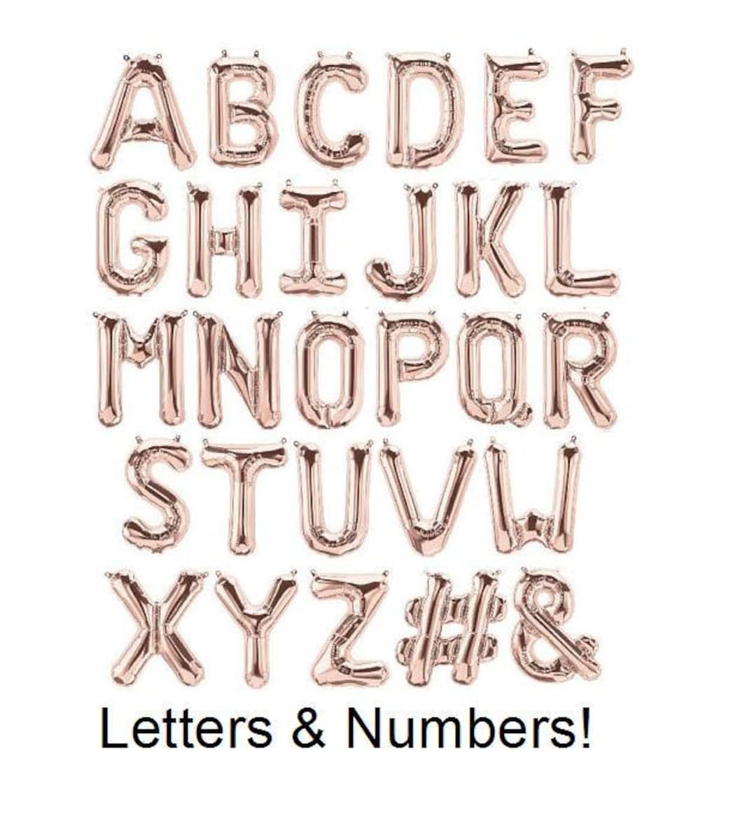 Rose Gold Letter Balloons 16" Foil Balloons Photo Props Weddings ...