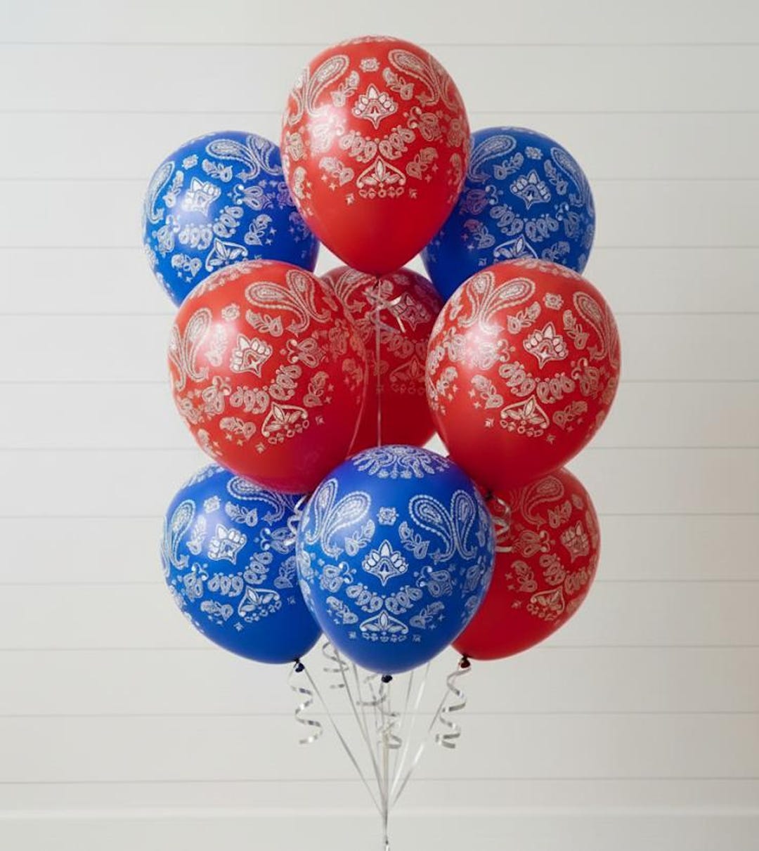 9 Bandana Balloons 11 Inch Red & Blue Latex Balloons Party Decor Prop ...