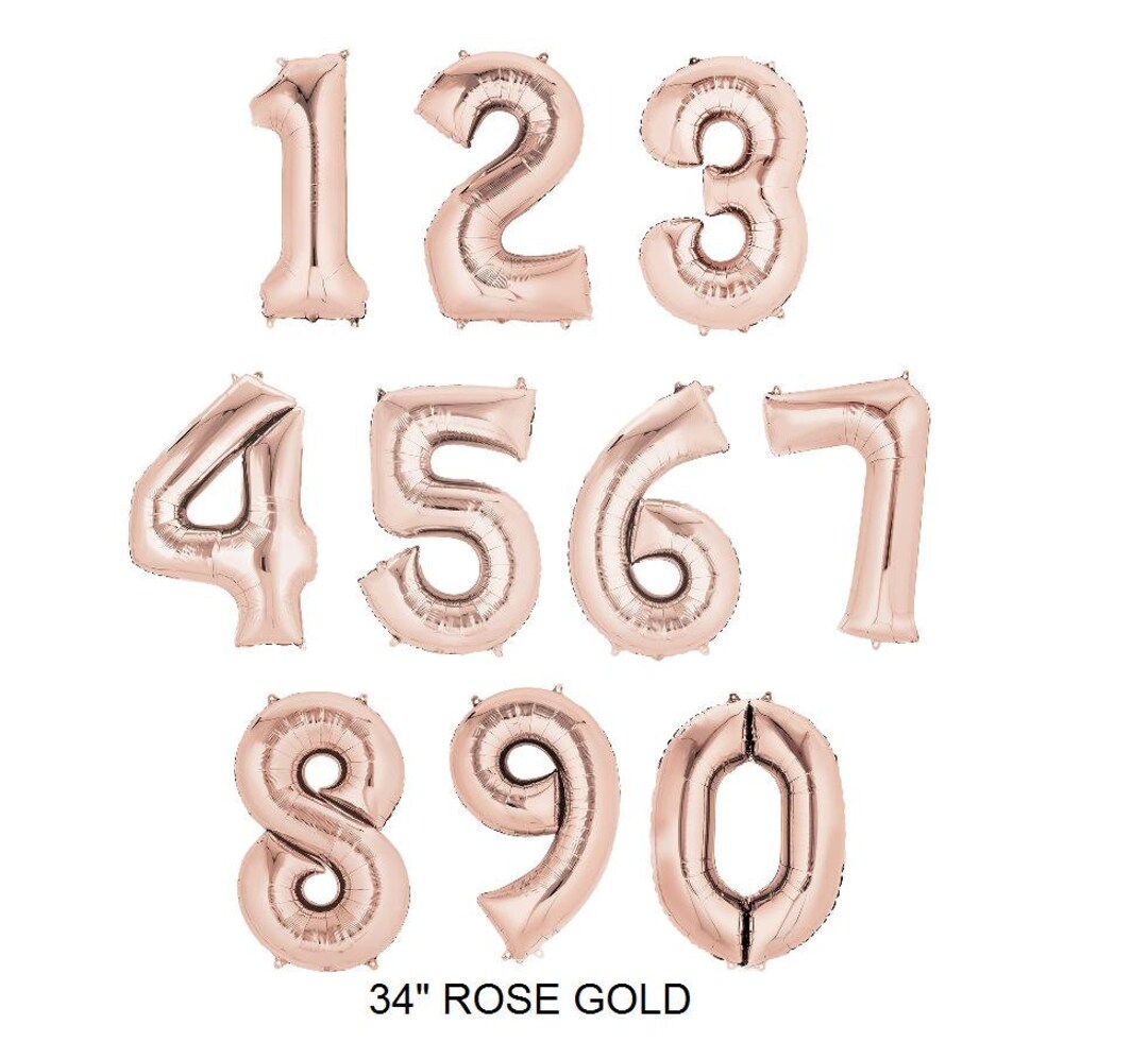 Giant 34" Rose Gold Number Mylar Foil Balloon Birthday Party - Etsy