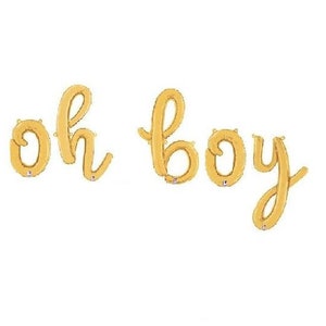 OH BOY Cursive Silver Foil Balloon Script Banner Foil Balloons Baby ...