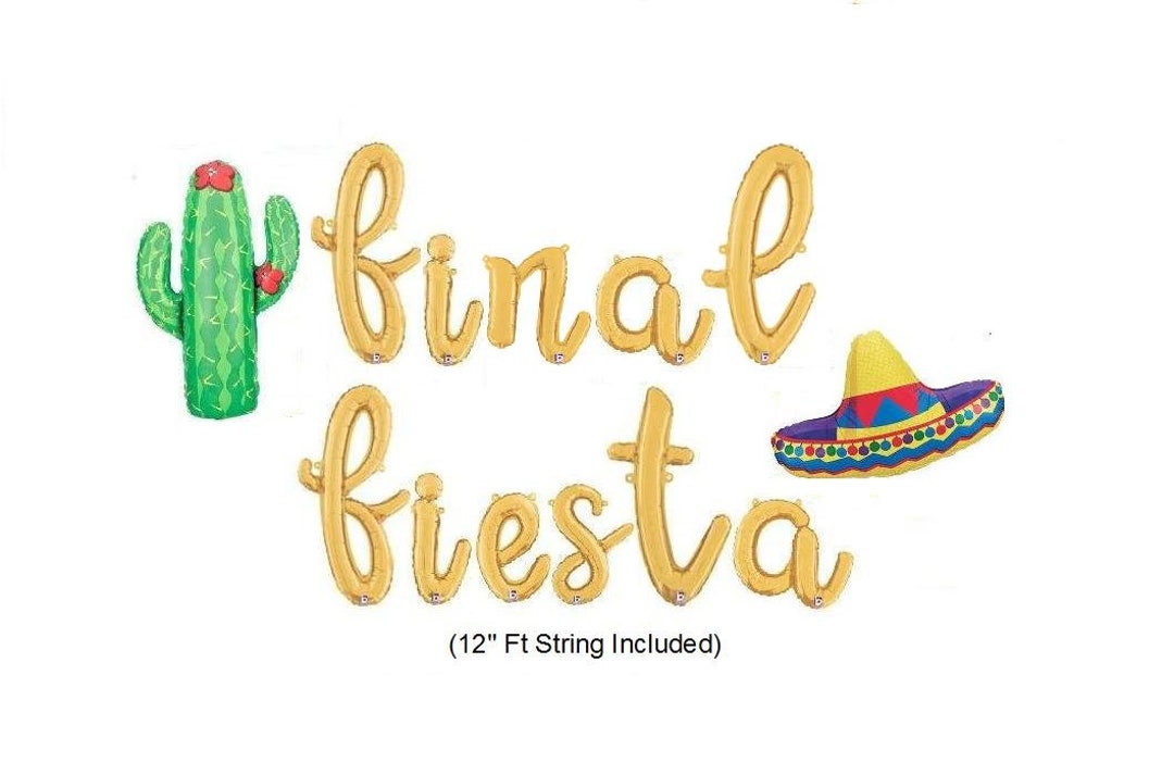 FINAL FIESTA Balloons Cursive Gold Foil Balloons Script - Etsy