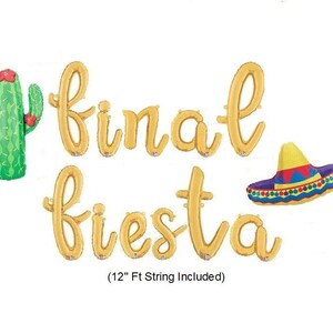 FINAL FIESTA Balloons Cursive Gold Foil Balloons Script - Etsy