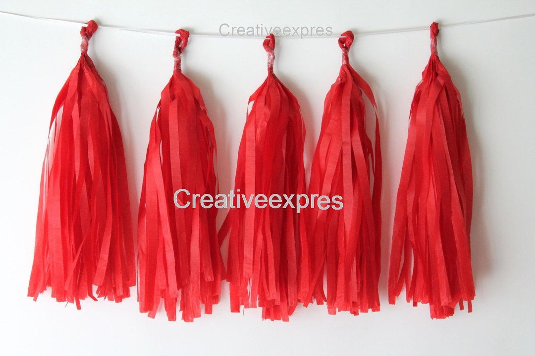 Tissue Paper Tassel Garlands 5 Red Tassel Garlands DIY KIT- Birthday ...
