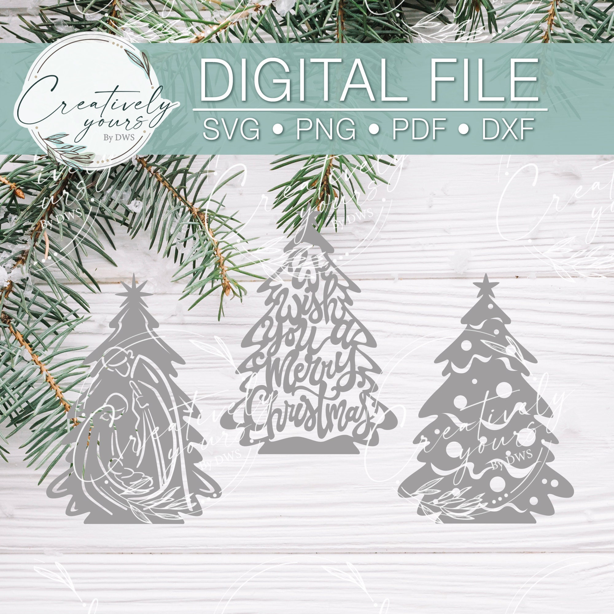 Christmas Tree SVG Ornament Set Digital Cut File Laser File - Etsy