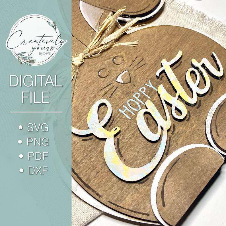 Bunny Hoppy Easter SVG, Laser File, Digital File, Glowforge - Etsy