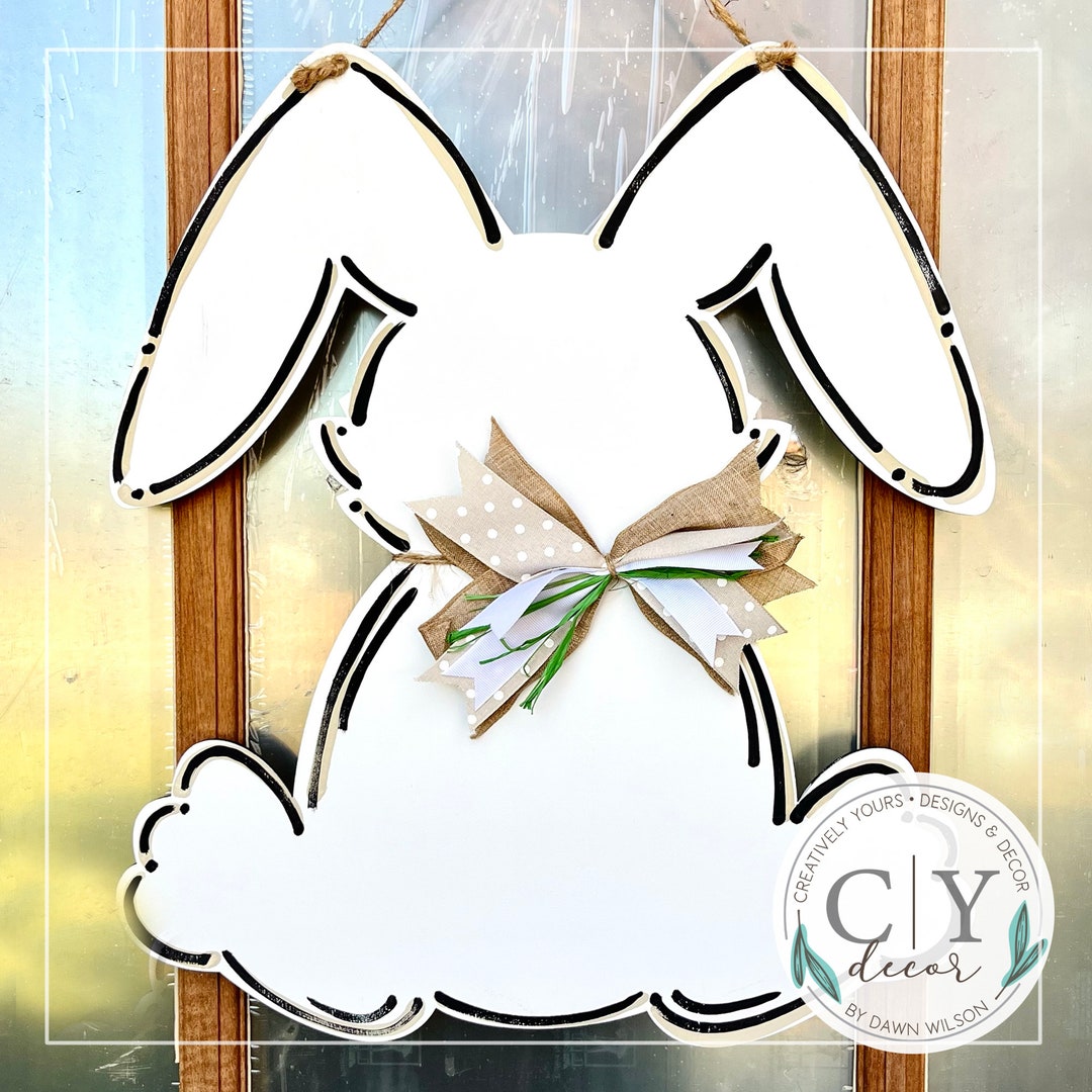 Bunny Door Hanger, Easter Bunny Farmhouse Door Hanger, Spring Decor - Etsy