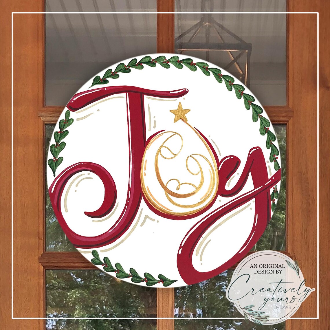 Joy Christmas Door Hanger | Joy Round Door Decor | Christ Door Decor ...