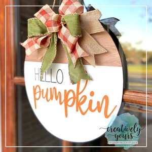 Hello Pumpkin Door Hanger | Pumpkin Door Decor | Fall Door Sign - Etsy