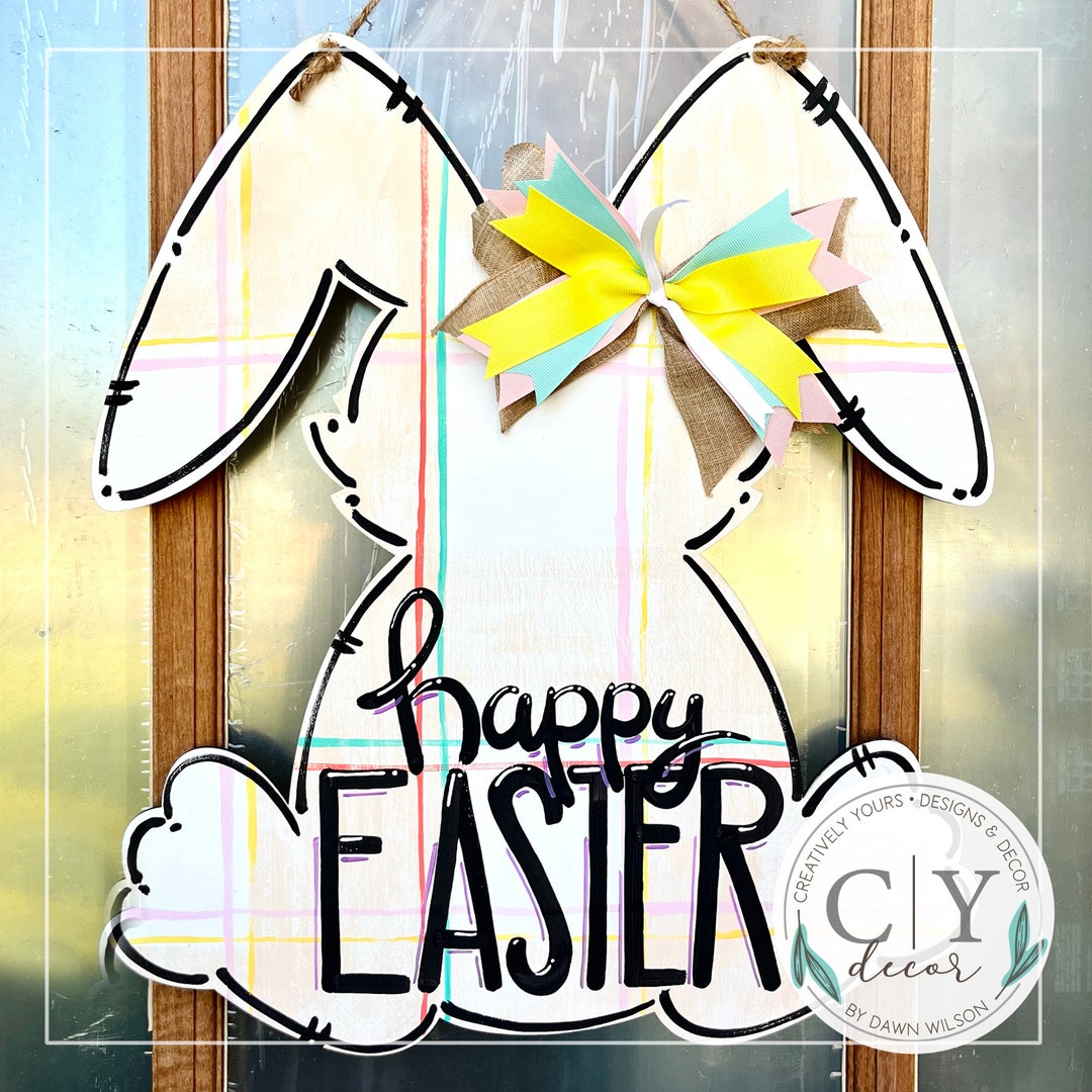 Happy Easter Door Hanger, Bunny Door Hanger, Spring Decor - Etsy